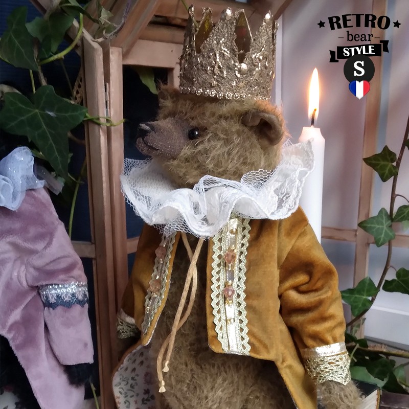 Ours Roi peluche francais Mohair Gasapard